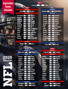 NFL September Game Schedule 2025 – Free Printable PDF